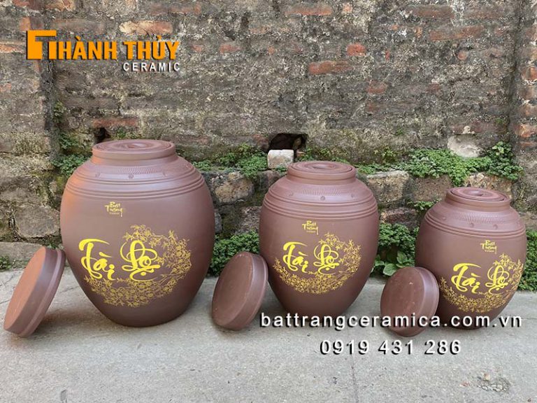 Chum sành bát tràng 100 lít 2 nắp - Chuẩn Sành Không Tráng Men