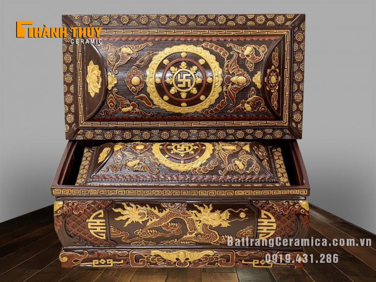 Bộ tiểu quách chân quỳ Kim long ngũ phúc hàng cao cấp Bát Tràng