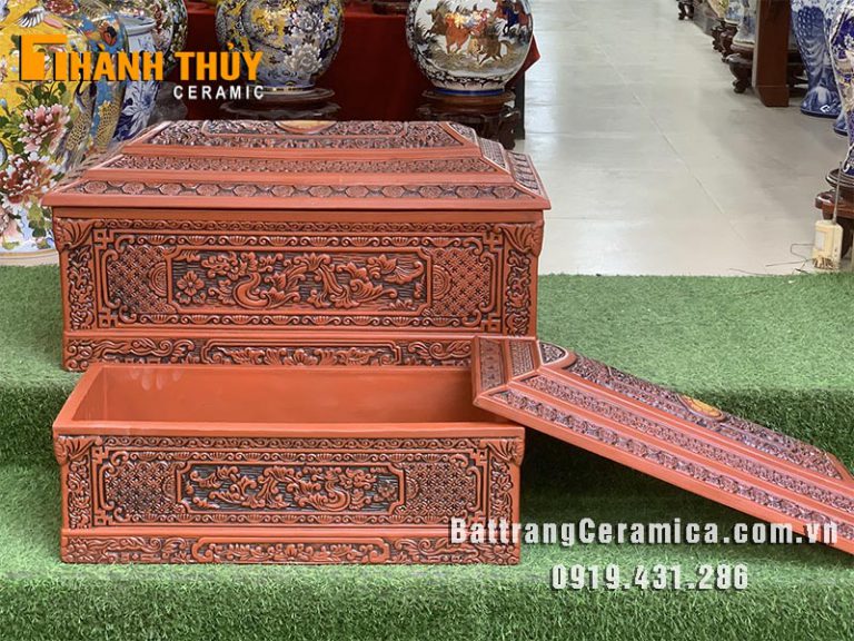 Bộ tiểu quách Ngũ Phúc gốm đỏ gốm cao cấp Thành Thủy Bát Tràng