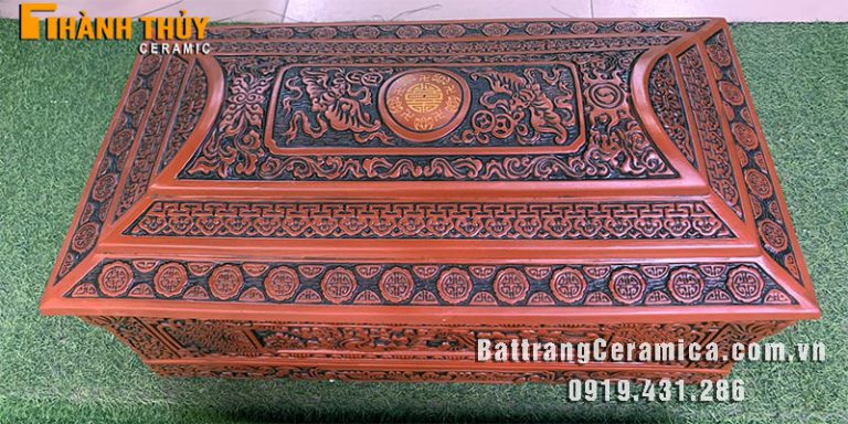 Bộ tiểu quách Ngũ Phúc gốm đỏ gốm cao cấp Thành Thủy Bát Tràng